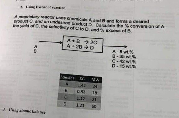 Solved 2. Using Extent of reaction A proprietary reactor | Chegg.com