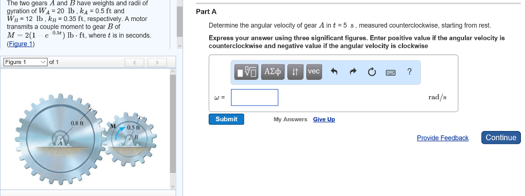 Solved The two gears A and B have weights and radii of | Chegg.com