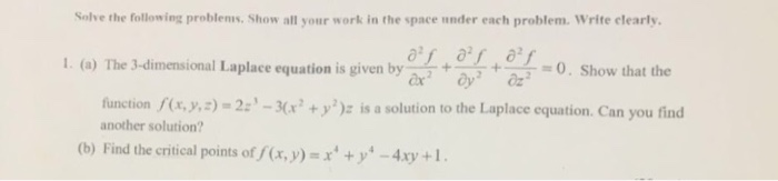 Solved The 3-dimensional Laplace equation is given by^2f/x^2 | Chegg.com