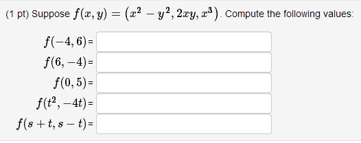 Solved Suppose f(x,y) = (x^2 ? y^2, 2xy, x^3). Compute the | Chegg.com