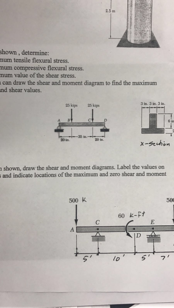 Solved 2.5 m shown determine: mum tensile flexural stress. | Chegg.com