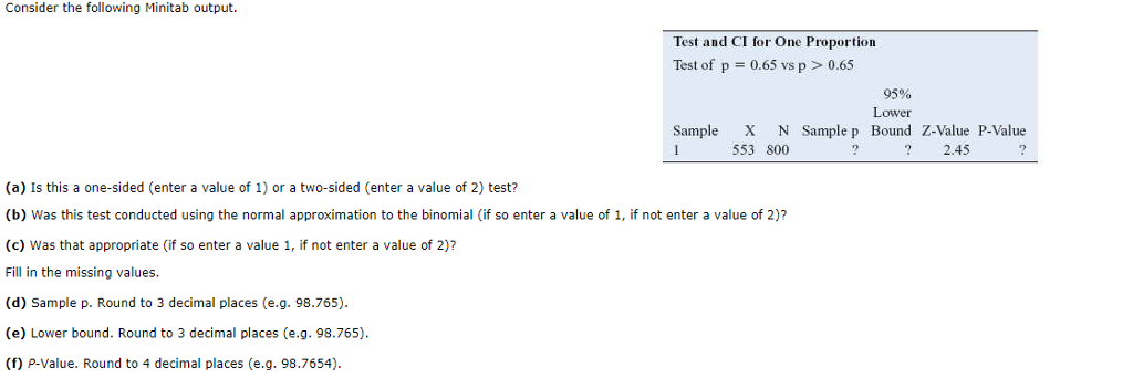 Solved Consider the following Minitab output. Test and CI | Chegg.com