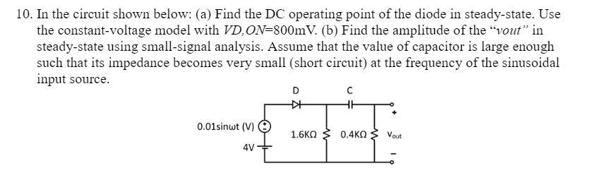 Solved In the circuit shown below: (a) Find the DC operating | Chegg.com