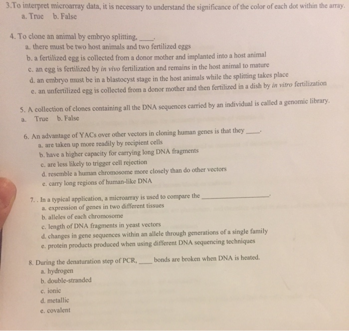 Solved To interpret microarray data, it is necessary to | Chegg.com