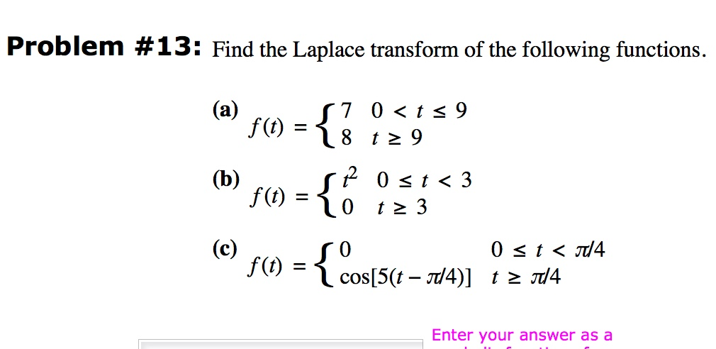Solved Find the Laplace transform of the following | Chegg.com