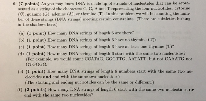 Solved As you may know DNA is made up of strands of | Chegg.com