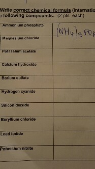 Solved Write correct chemical formula following compound: | Chegg.com