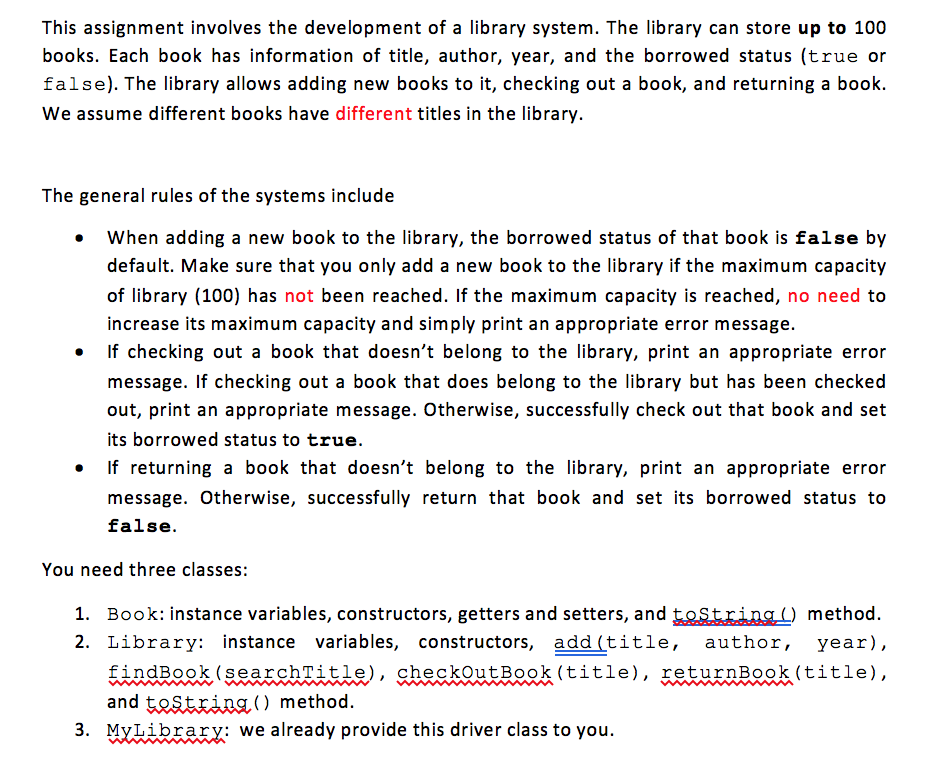 Solved This assignment involves the development of a library | Chegg.com