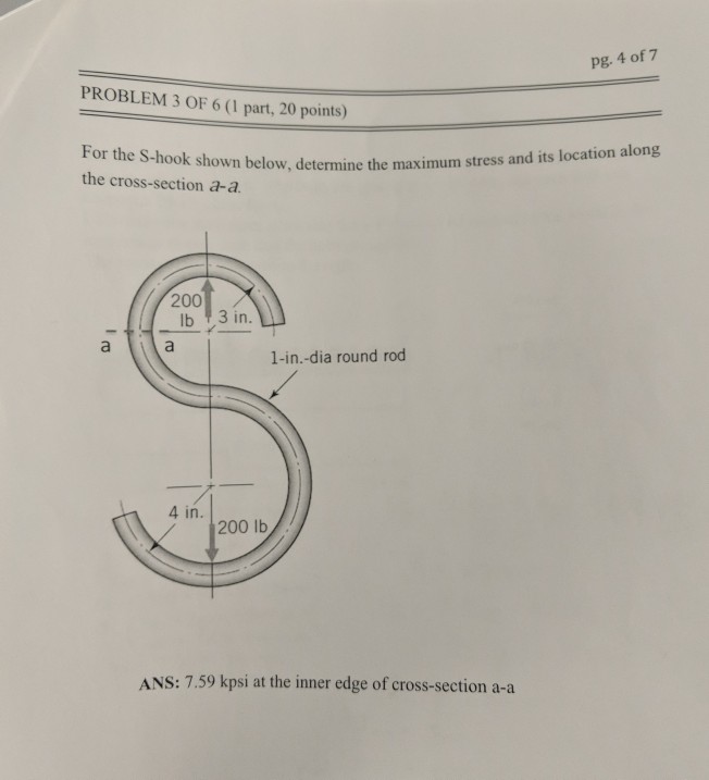 Solved Pg. 4 of 7 PROBLEM 3 OF 6 (1 part, 20 points) For the | Chegg.com