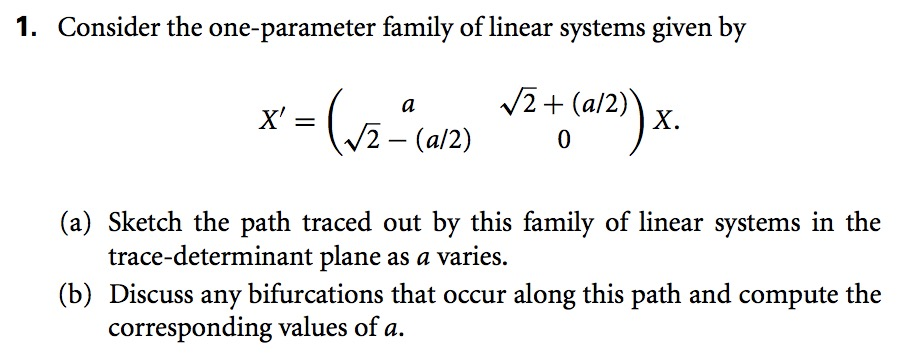 Solved 1. Consider the one-parameter family of linear | Chegg.com