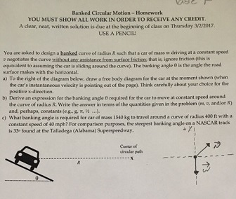 Solved Banked Circular Motion - Without Friction a) Draw a | Chegg.com