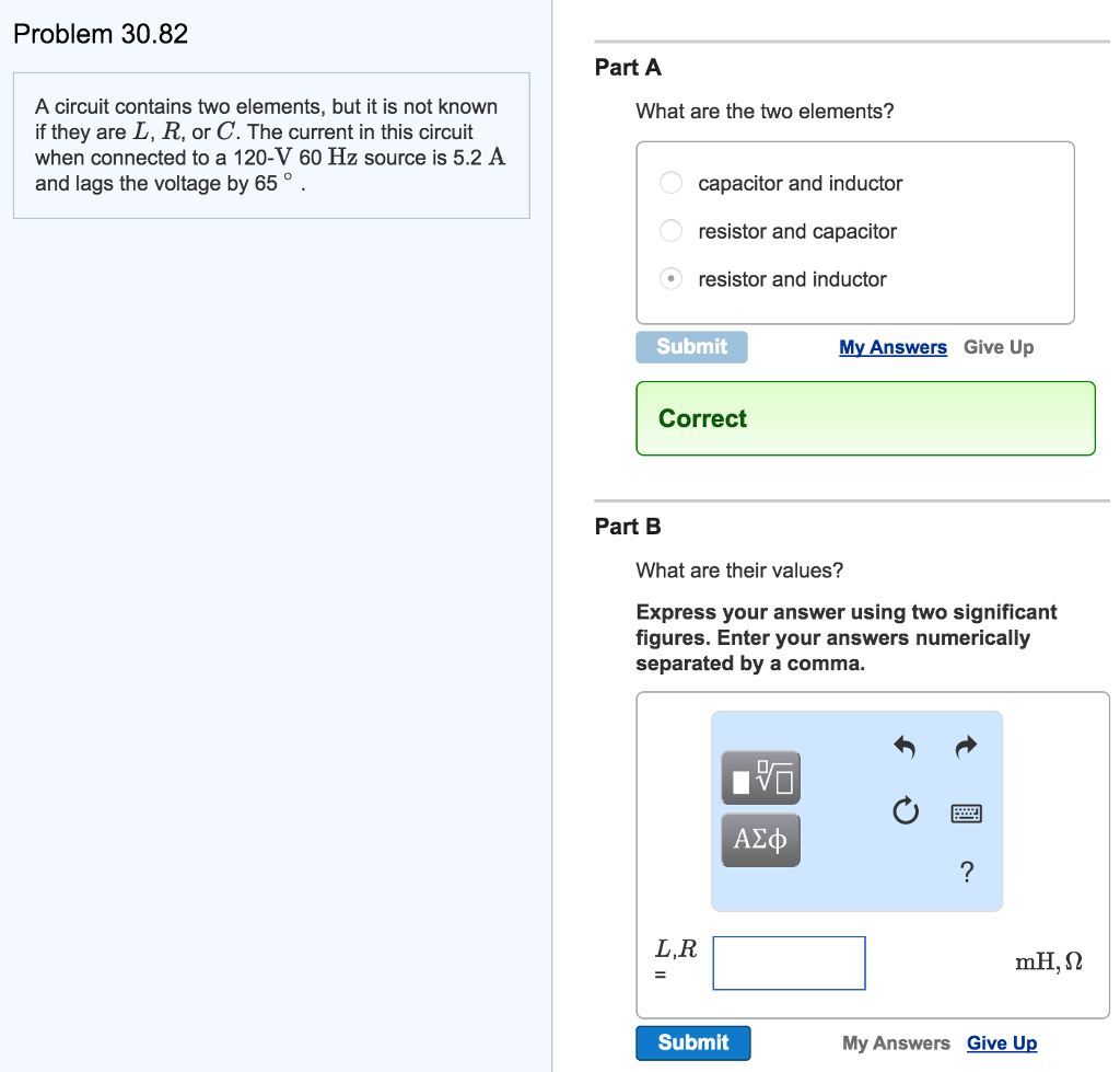 Solved A circuit contains two elements, but it is not known | Chegg.com
