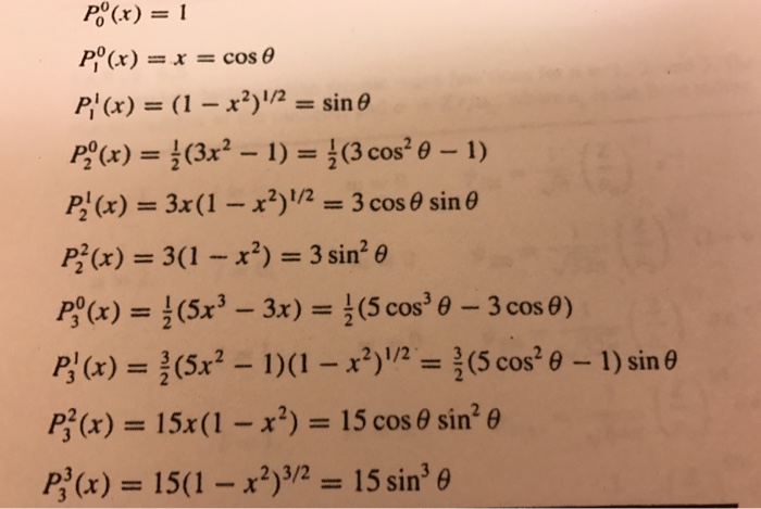 Solved The associated Legendre functions P Solved The associated Legendre functions P