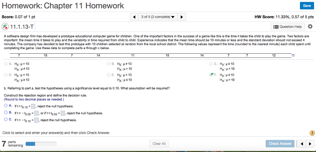 Solved Homework: Chapter 11 Homework Score: 0.07 of 1 pt ㊧ | Chegg.com Solved Homework: Chapter 11 Homework Score: 0.07 of 1 pt ㊧ | Chegg.com