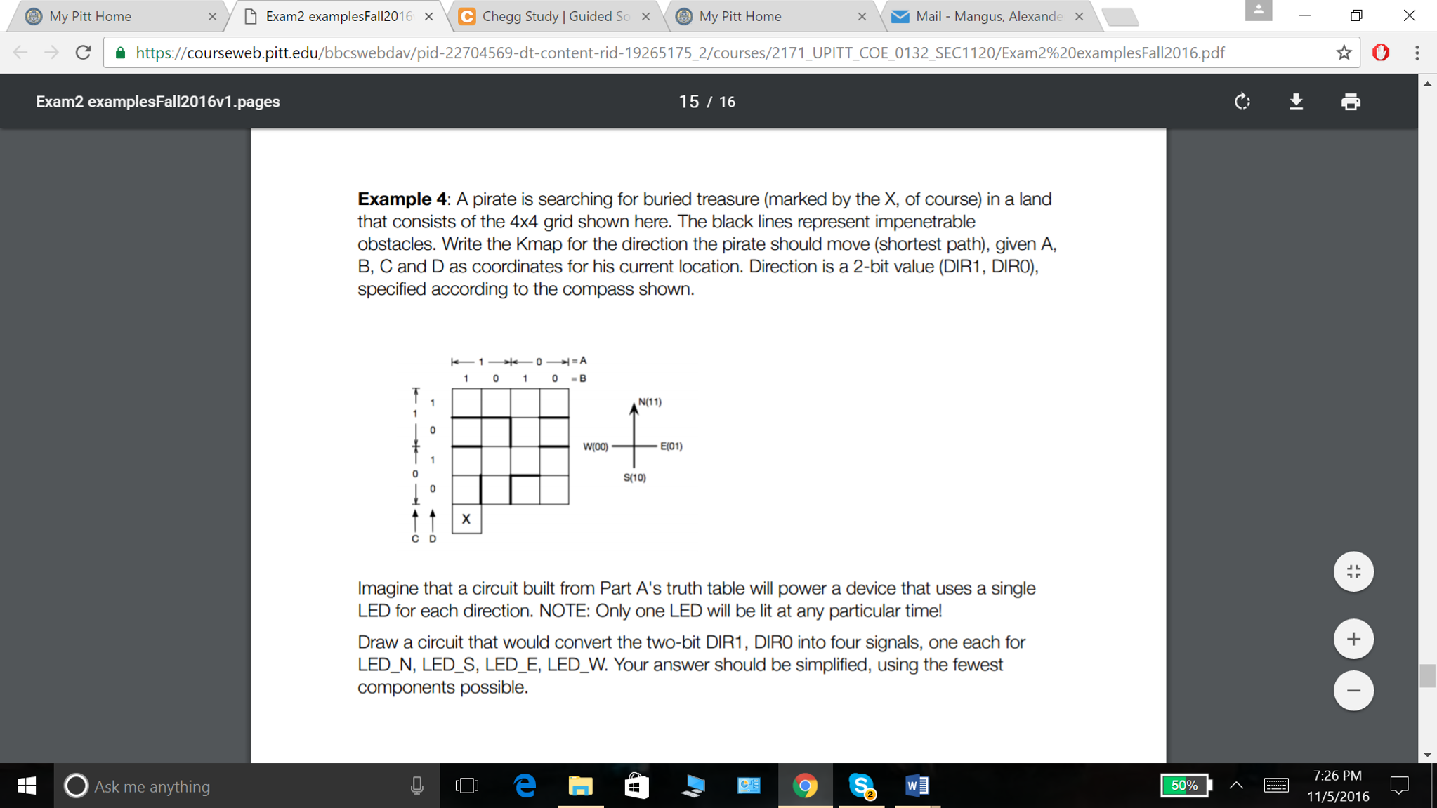Solved A pirate is searching for buried treasure (marked by | Chegg.com