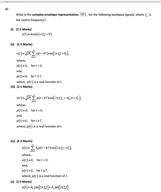 Solved What is the complex envelope representation. s (t), | Chegg.com