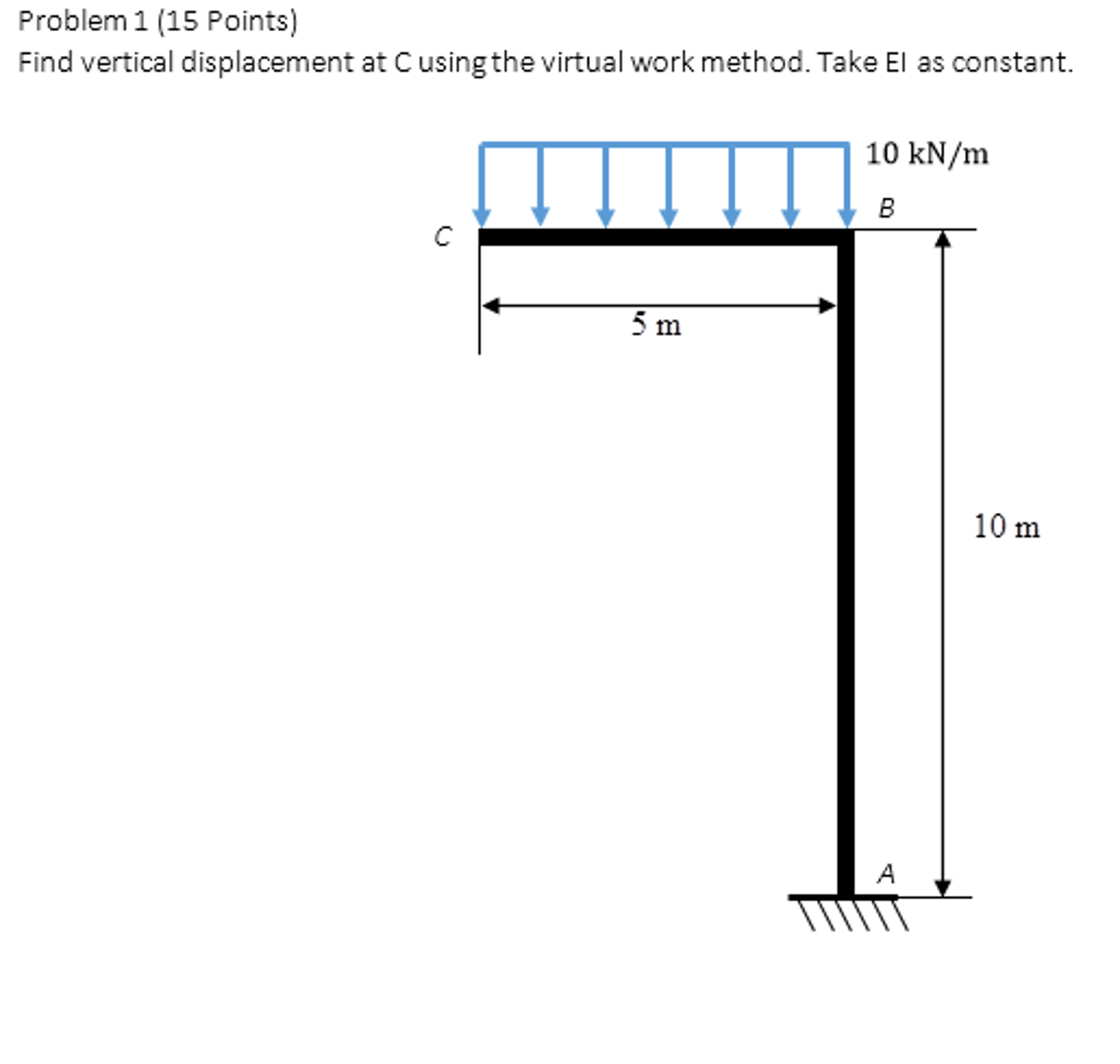Solved Problem 1 (15 Points) Find vertical displacement at C | Chegg.com