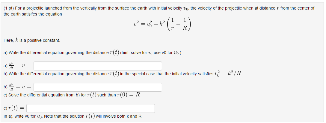 Solved For a projectile launched from the vertically from | Chegg.com