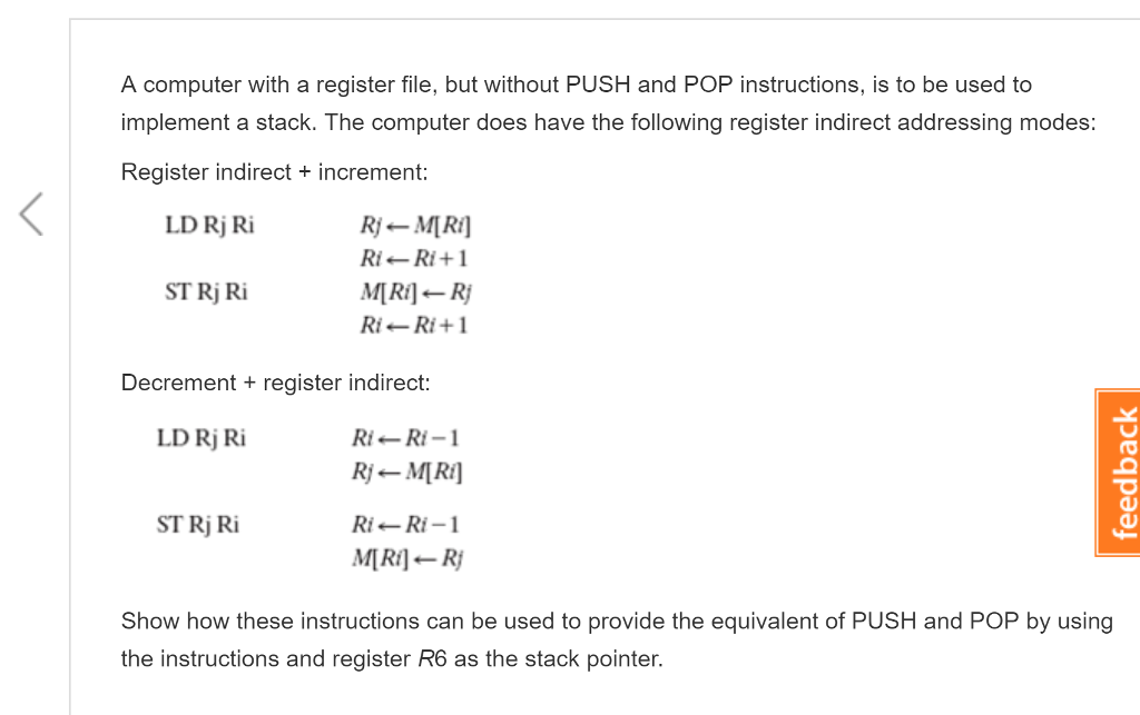 Solved A computer with a register file, but without PUSH and | Chegg.com