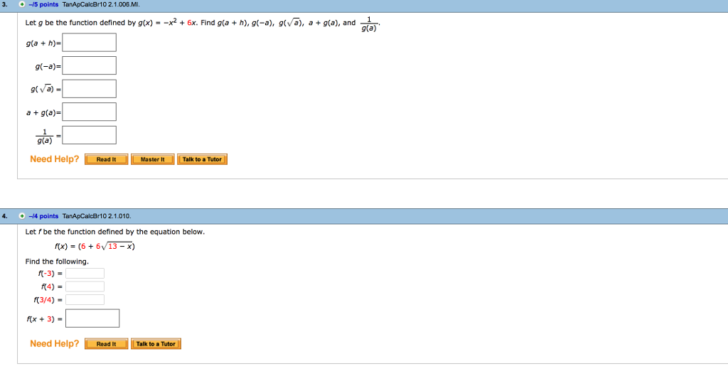 Solved 1. +-14 points TanApCalcBr10 2.1.012 Let g be the | Chegg.com