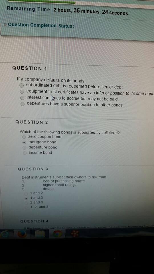 Solved QUESTION 1 If a company defaults on its bonds, | Chegg.com Solved QUESTION 1 If a company defaults on its bonds, | Chegg.com
