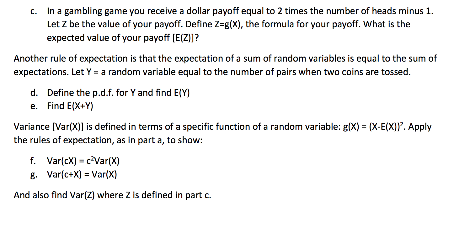 Solved Rules of expectation Start with the following | Chegg.com