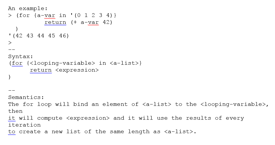 Solved An example: > (for (a-var in '(0 1 2 3 4)} return | Chegg.com