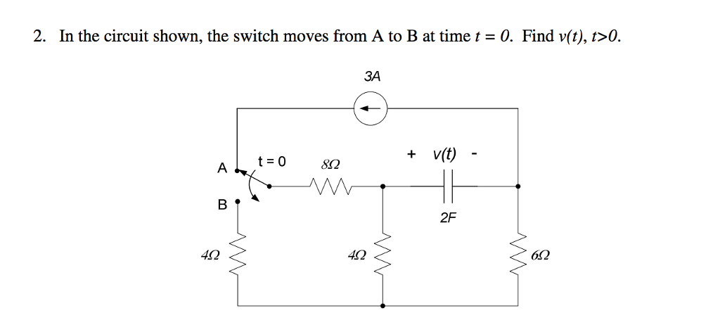 Solved In the circuit shown, the switch moves from A to B at | Chegg.com