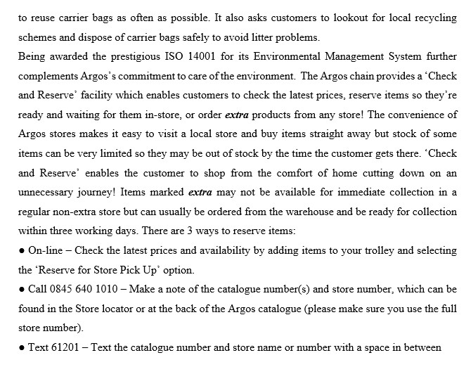 Solved Case Study Argos and E-commerce Argos is a unique | Chegg.com