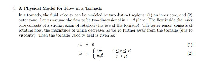 Solved 3. A Physical Model for Flow in a Tornado In a | Chegg.com