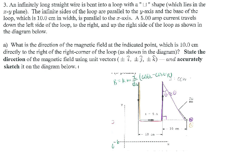 Solved 3. An infinitely long straight wire is bcnt into a | Chegg.com