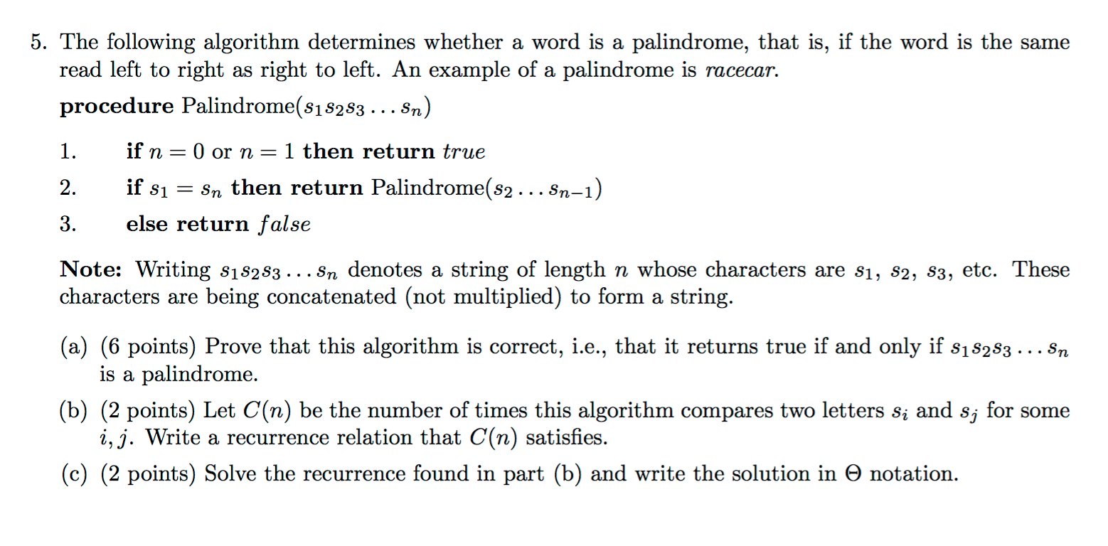 Solved The Following Algorithm Determines Whether A Word Is