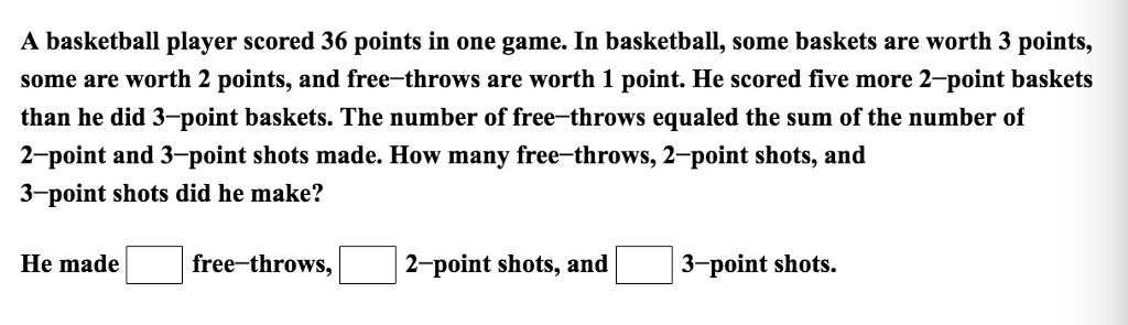 Solved A basketball player scored 36 points in one game. In | Chegg.com