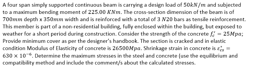 Solved A four span simply supported continuous beam is | Chegg.com