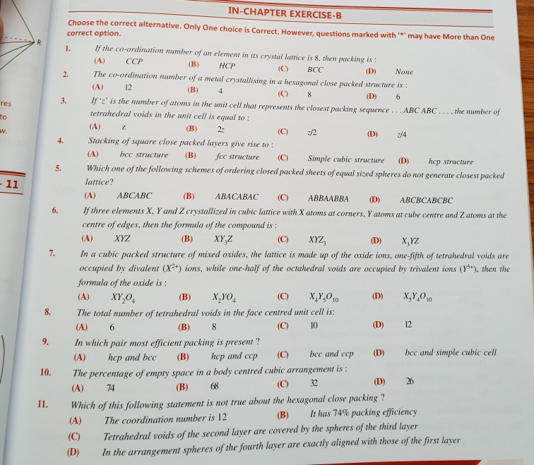 Solved IN-CHAPTER EXERCISE-B Choose the correct alternative. | Chegg.com