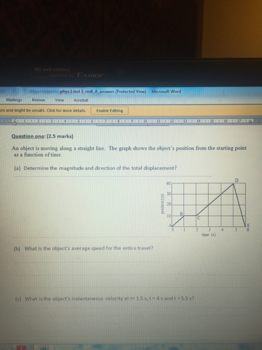 Solved An Object Is Moving Along A Straight Line The Graph