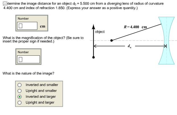 Solved Determine the image distance for an object d_o = | Chegg.com