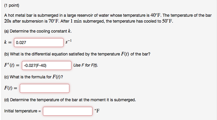 Solved A hot metal bar is submerged in a large reservoir of | Chegg.com