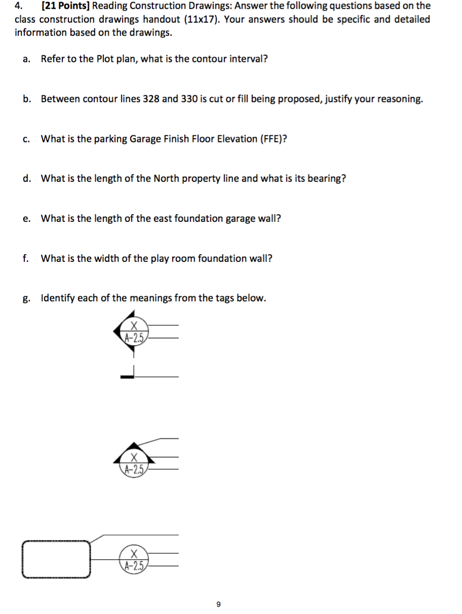 Reading Construction Drawings: Answer the following | Chegg.com