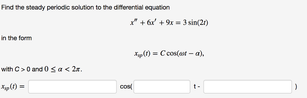 Solved Find the steady periodic solution to the differential | Chegg.com