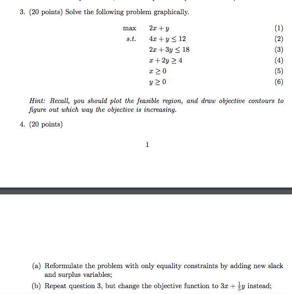 Solved Solve the following problem graphically. max 2x + y | Chegg.com