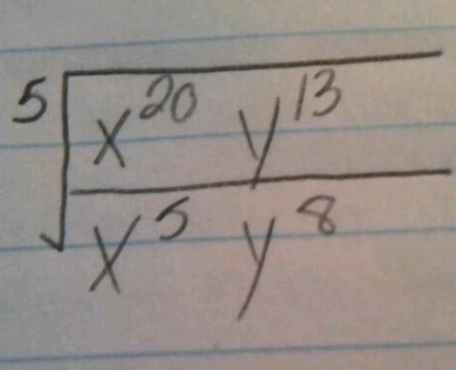 Solved 5 Squareroot x^20 y^13/x^5 y^8 | Chegg.com