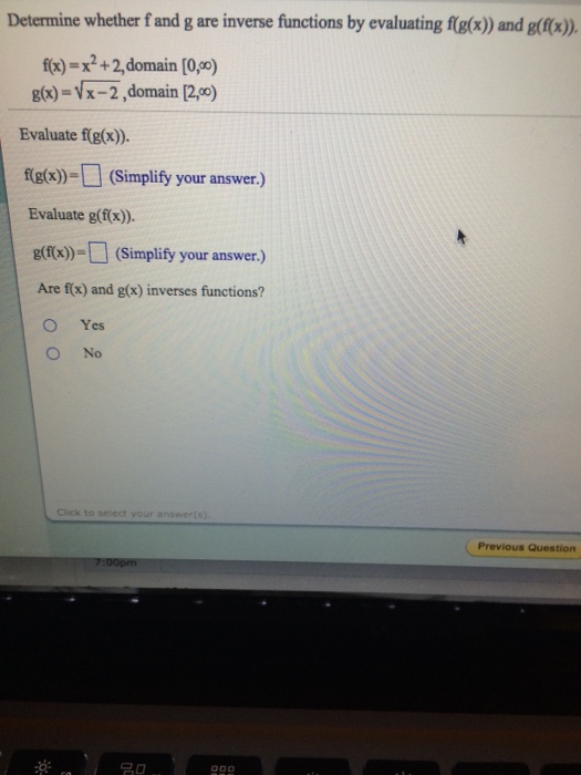 Solved Determine whether f and g are inverse functions by | Chegg.com