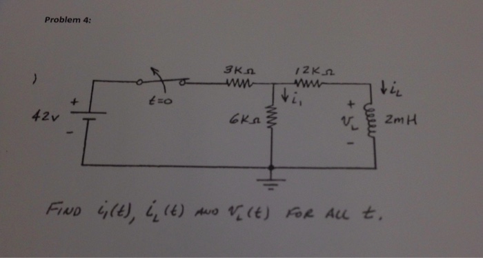 Solved Problem 4: Find i1(t), iL(t) and VL(t) for all t. | Chegg.com
