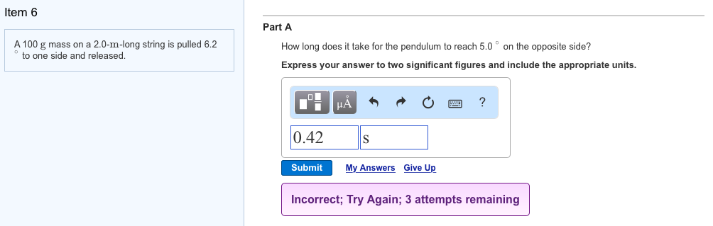 Solved Item 6 Part A A 100 g mass on a 2.0-m-long string is | Chegg.com
