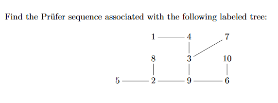 Solved Find the Prufer sequence associated with the | Chegg.com