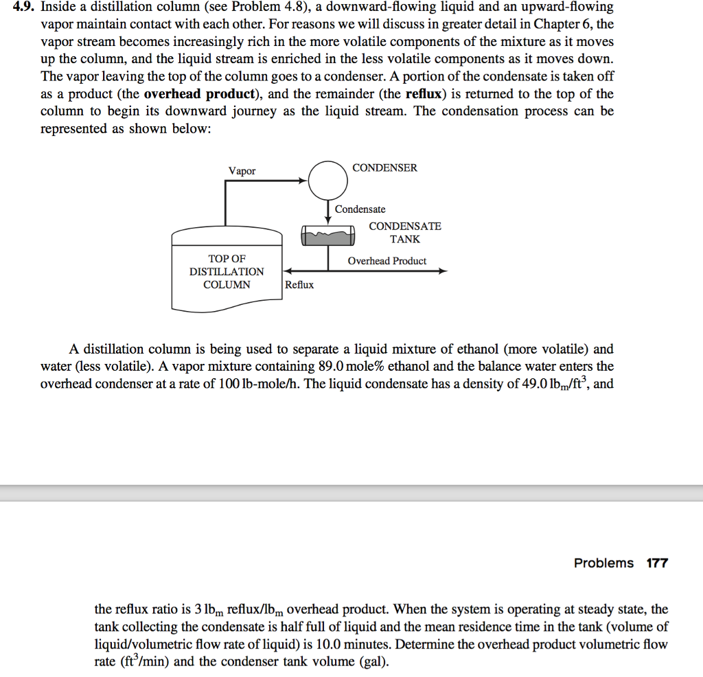 Solved 4.9. Inside a distillation column (see Problem 4.8), | Chegg.com