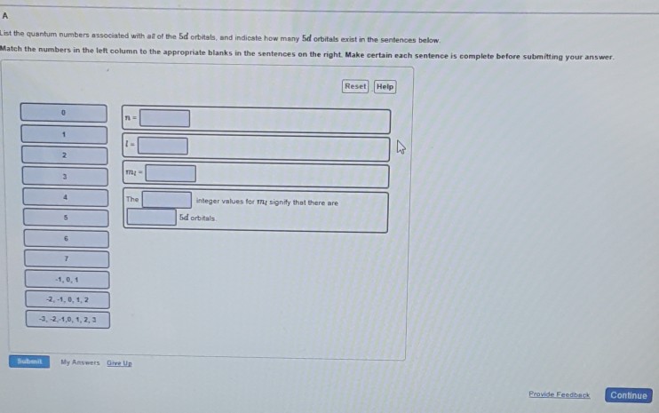 Solved List the quantum numbers associated with all of the | Chegg.com