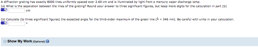 Solved A diffraction grating has exactly 8000 lines | Chegg.com
