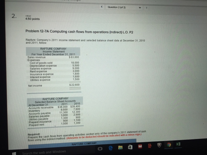 Solved Prepare the cash flows from operating activities | Chegg.com